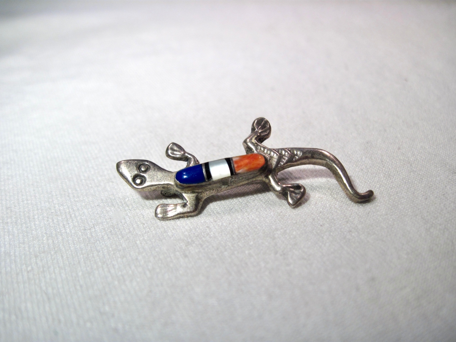 Vintage Handmade Navajo Sterling Silver Lizard Inlay … - Gem