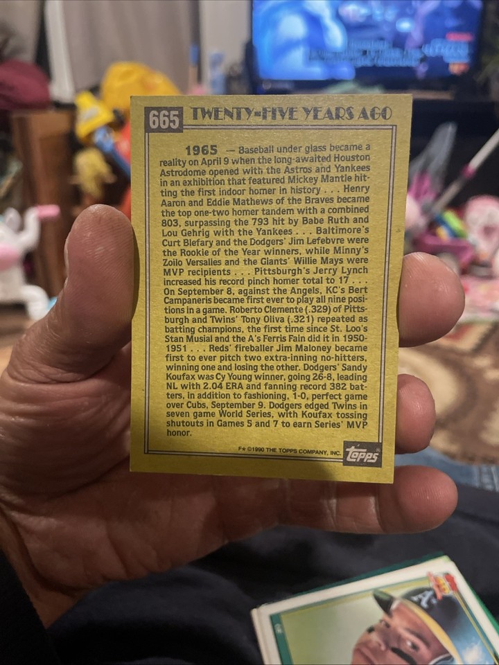 1990 Topps - Turn Back The Clock Sandy Koufax #665 | eBay