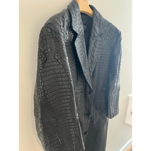 Vintage Bernini Beverly Hills Genuine Ostrich Crocodile Leather Trench ...