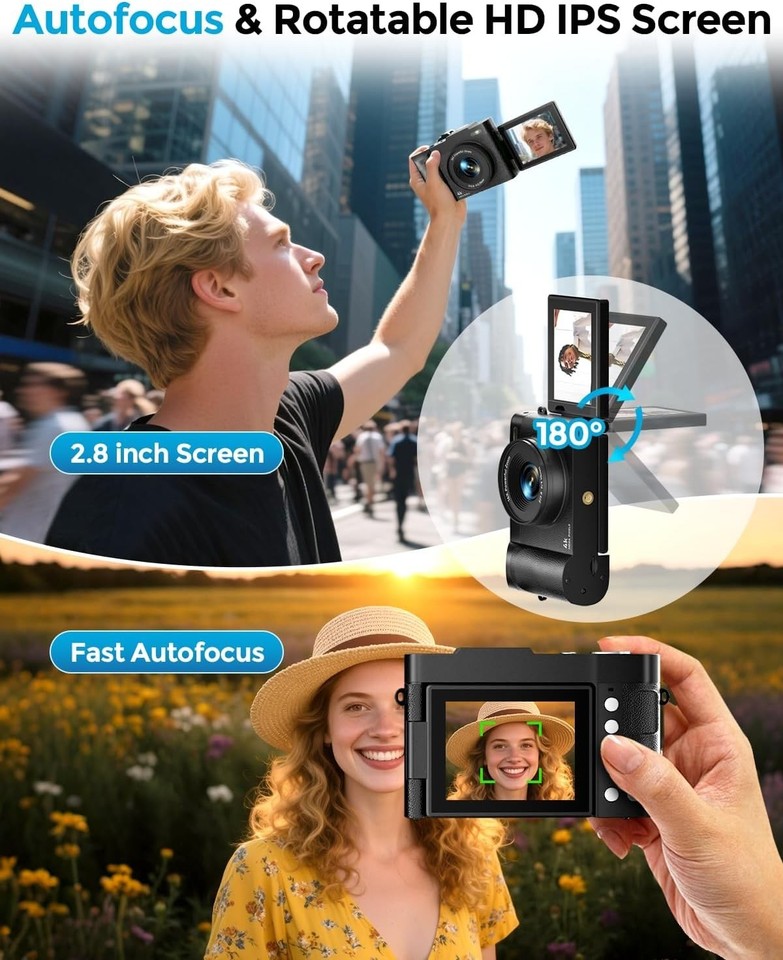 4K Digital Camera for Photography- 50MP Autofocus Vlogging Camera with ...