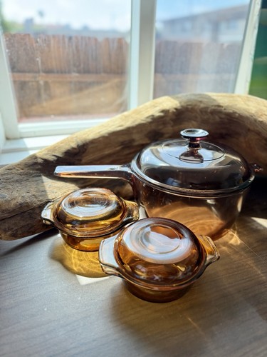 Vintage Corning Ware Vision Pyrex Set - Amber | eBay