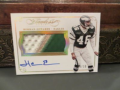 Panini Flawless Gold On Card Autograph Jersey Eagles Herman Edwards 08/ ...