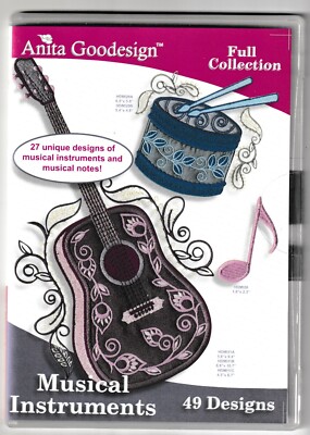Musical Instruments Anita Goodesign Embroidery Machine Design CD NEW ...