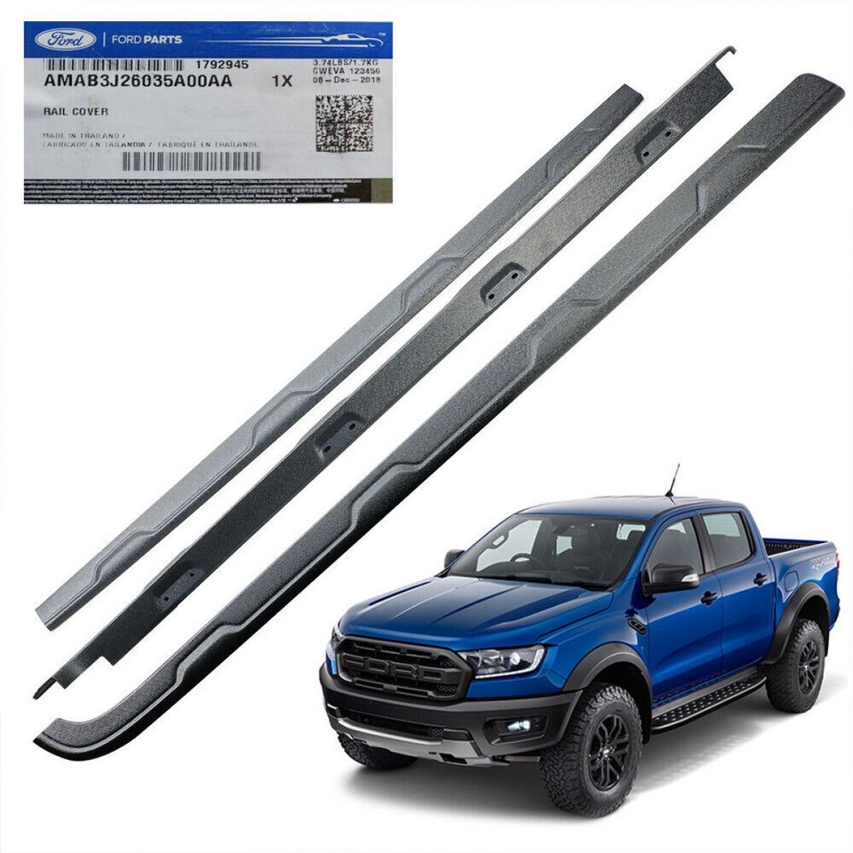 3 Pcs. Rear Tailgate Rail Guards Liner Black For Ford Ranger Raptor UTE ...