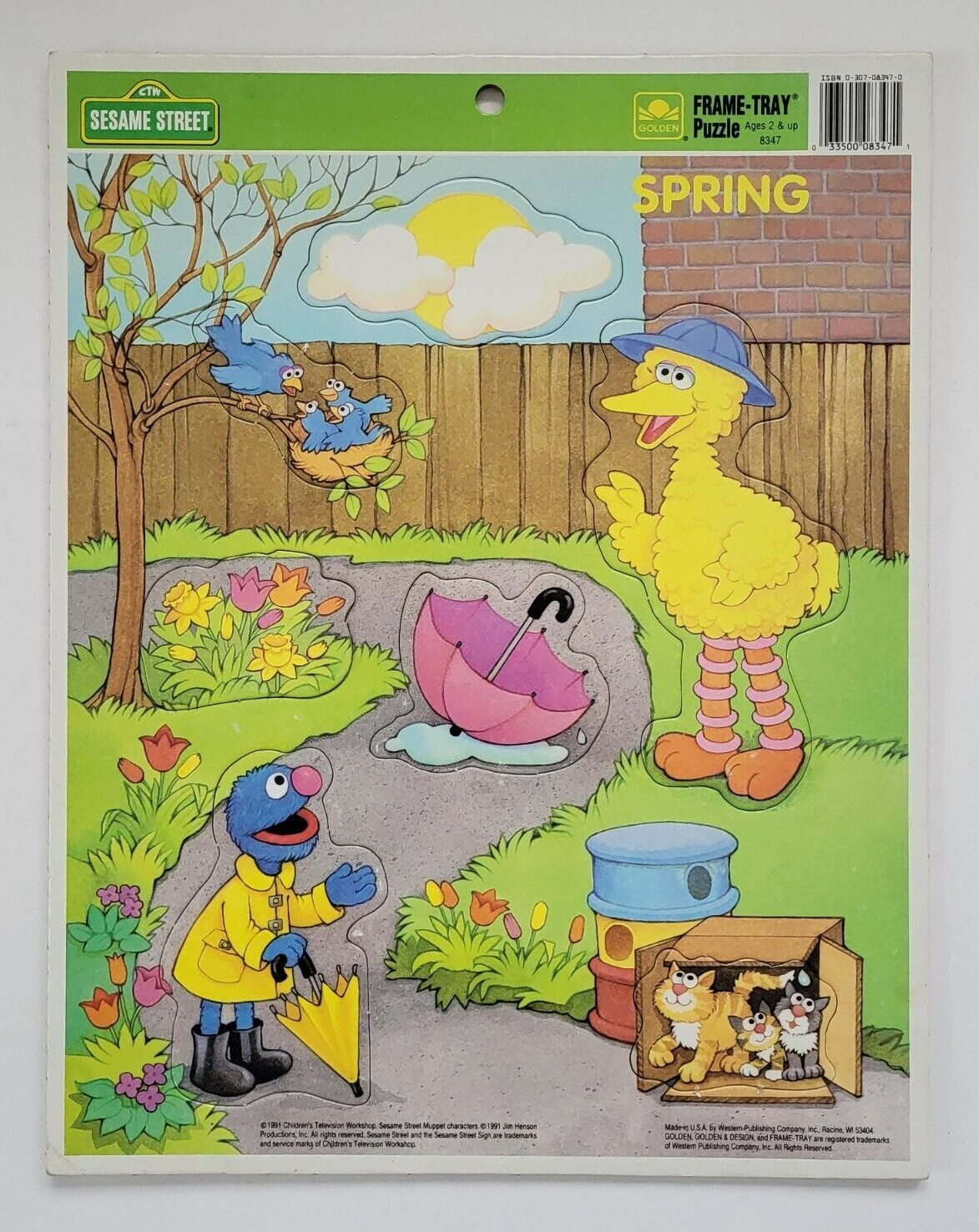 Vintage Sesame Street Spring frame tray puzzle 1991 Big Bird Grover Jim ...