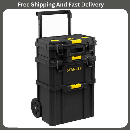 Rolling Tool Storage Box Workshop Tower Auto Lock Stackable Wheels ...