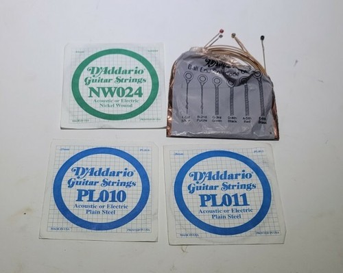 Lot of 6 - D'Addario PL010 PL011 NW024 Plain Steel Guitar String, .010 ...