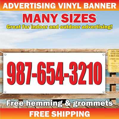CUSTOM PHONE NUMBER Advertising Vinyl Mesh Banner Sign Flag For outdoor ...