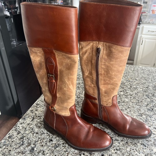 Vero Cuoio Women's Tall Boots - Brown Leather & Tan Suede Knee High ...