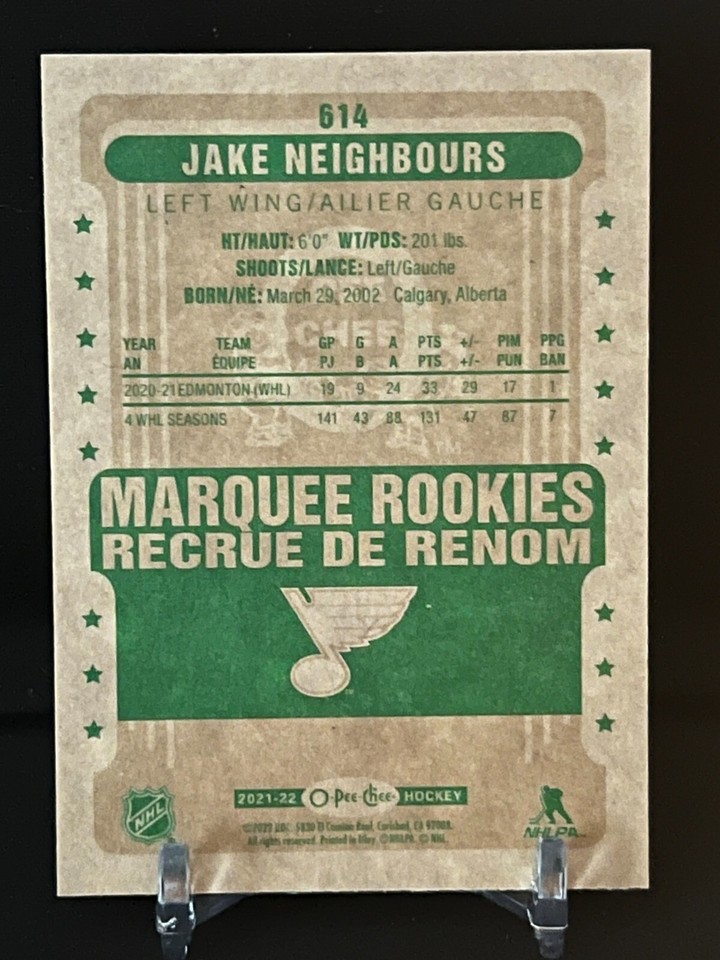 2021 Series 2 O-Pee-Chee Update Marquee Rookies Retro Jake Neighbours ...