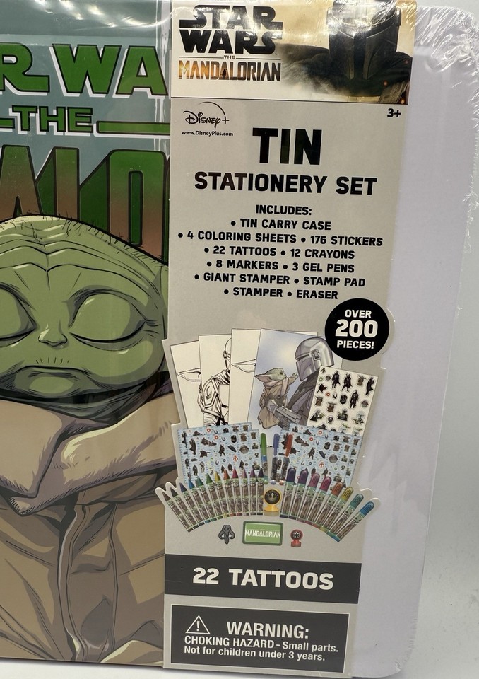 Star Wars The Mandalorian Stationary Set In Tin Carry Case 200 Pieces ...