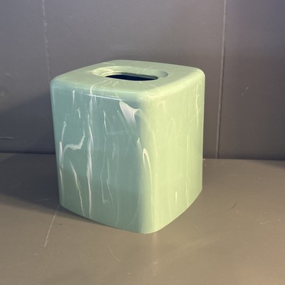 Tissue Box Cover Aqua Teal Sea Foam Plastic Marble-Look Square | eBay