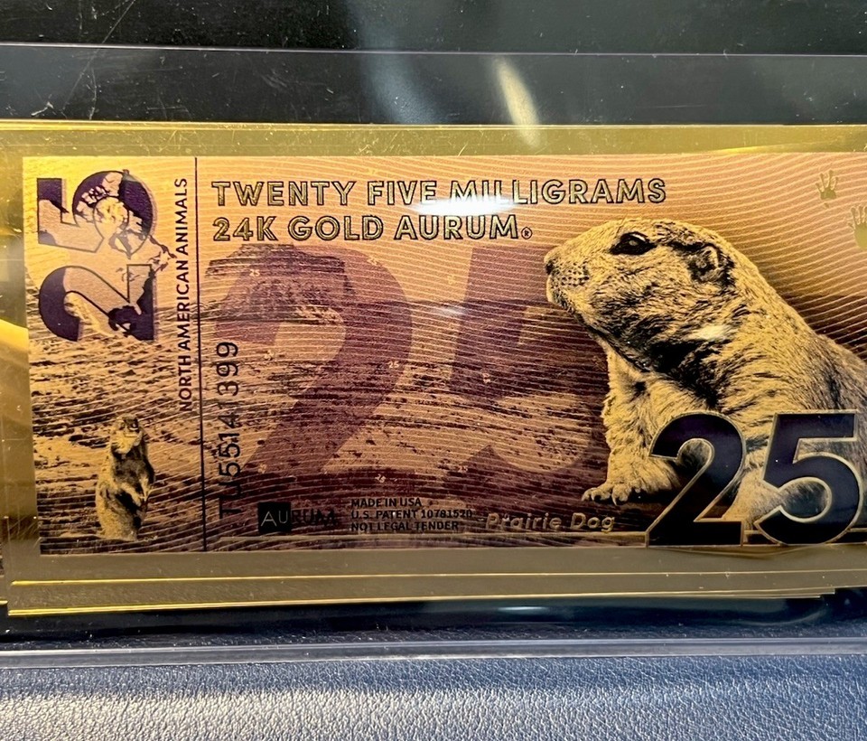 (20-STACK) 2024 Prairie Dog .999 Aurum 25mg 24k GoldFoil Note🔥Goldback ...