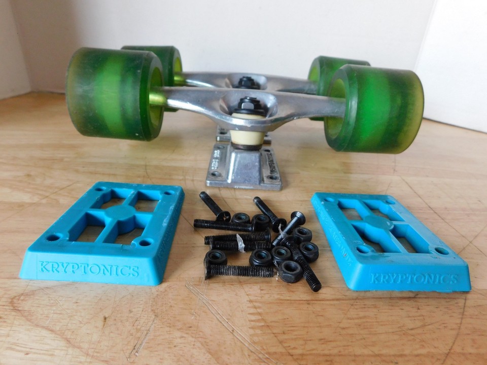 Vintage Kryptonics Green Skateboard Long Board Wheels Trucks & Riser ...