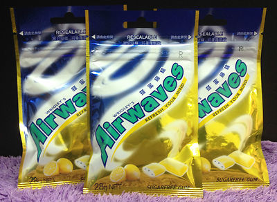 3x NEW Airwaves LARGE PACKS 84g Honey Lemon Flavor Chewing Gum Wrigley ...