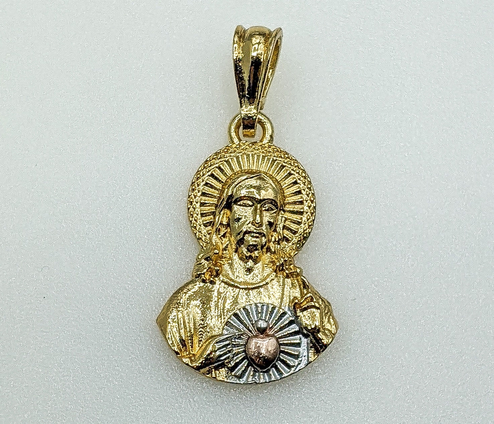Gold Plated Sacred Heart of Jesus Pendant Charm Catholic Sagrado ...