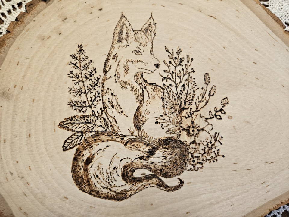 Fox in the Forest Wood Burning Etching Engraving Carving Pyrography Art ...