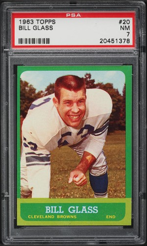 1963 Topps FB Card # 20 Bill Glass Cleveland Browns HOF SP PSA 7 NRMT ...