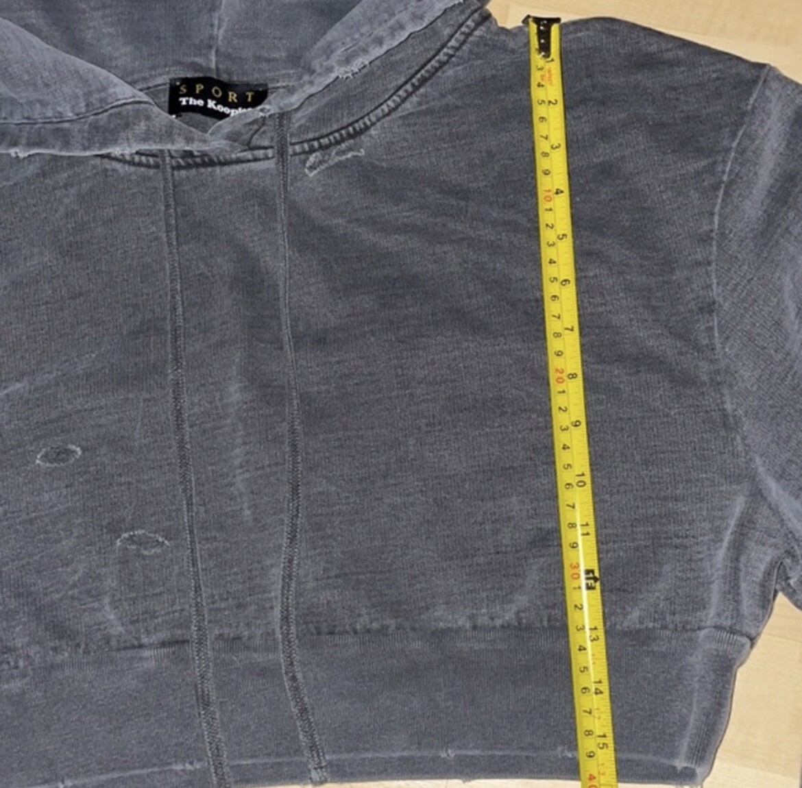THE KOOPLES Paris Distressed Cropped Hoodie cotton Washed Gray gently ...