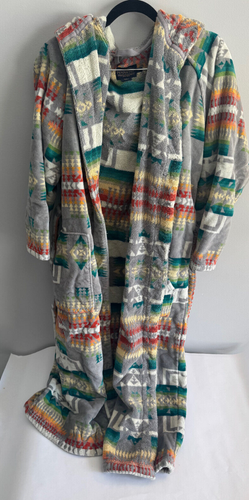 Pendleton CHIEF JOSEPH GRAY GEO Cotton Terry Velour Hooded Robe UNISEX S/M | eBay