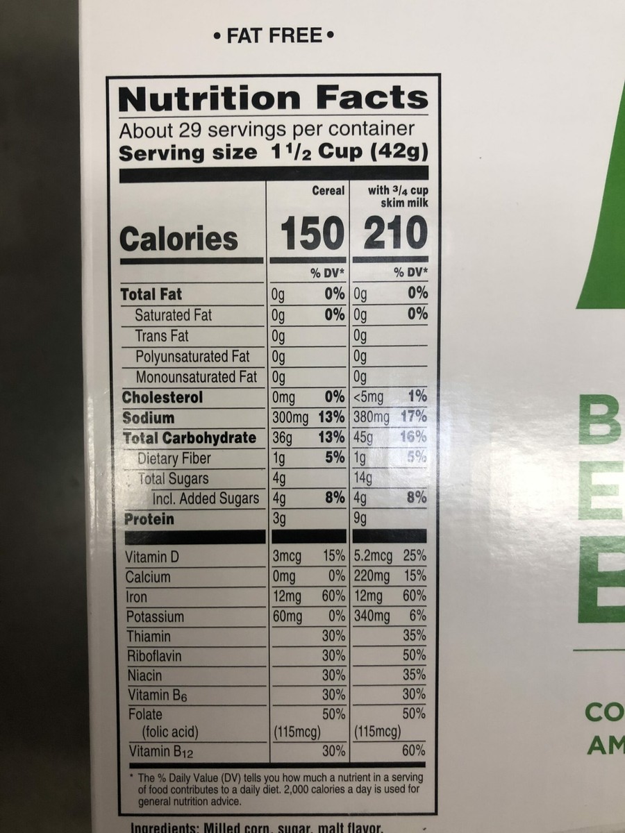 Corn Flakes Nutrition Facts Label