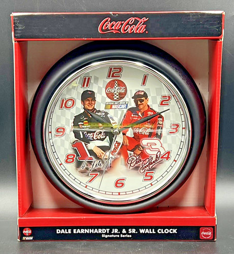 Coca Cola Dale Earnhardt Jr & Sr Wall Clock NASCAR Signature Series M.Z ...