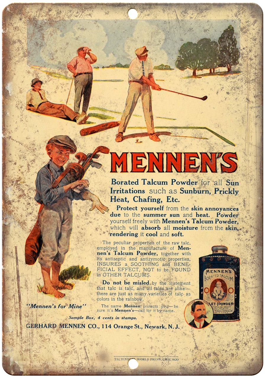 Mennen's Talcum Powder Vintage Ad 12" x 9" Reproduction Metal Sign ...