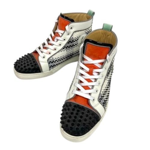 Christian Louboutin LOU SPIKES 2 Flat High Top Sneakers Multicolor Calf ...