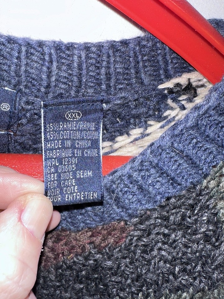 Vintage Northern Isles Sweater Men's XXL Chevron Pullover Chunky Knit ...