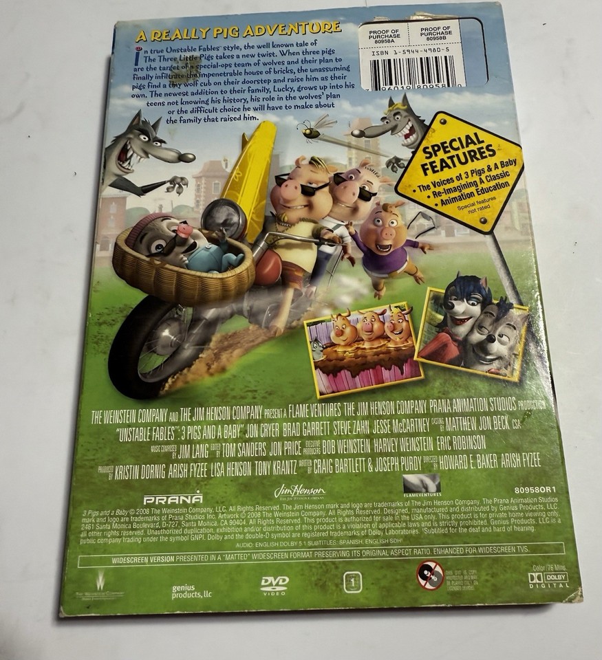 Jim Henson Presents Unstable Fables 3 Pigs & A Baby DVD 796019809580| eBay