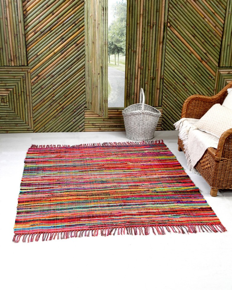 Rag Rug Festival Rugs Multicolour Rainbow Mat Cotton Hand Made ...