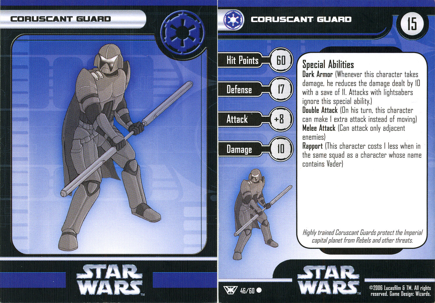 Star Wars Miniatures Champions of the Force CORUSCANT GUARD #46 Soldier ...