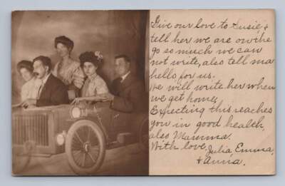 Pretty Family Woman in Fake Studio Car RPPC Oklahoma City Photo ...