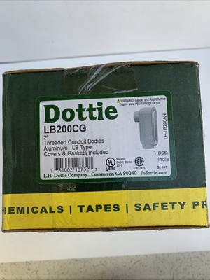 Dottie LB200CG 2" Threaded Aluminum Conduit Body LB Type with Covers ...