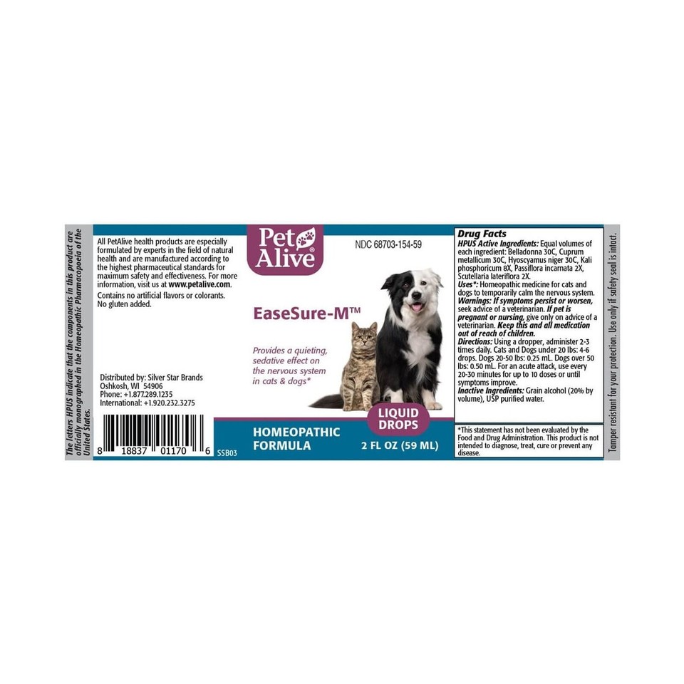 PetAlive EaseSure-M - Natural Homeopathic - Nervous System Health - 2 ...