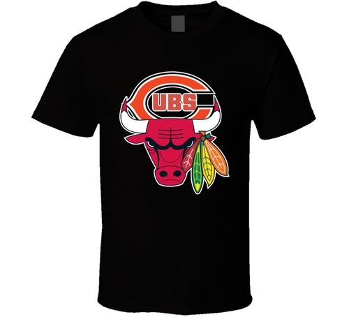 Chicago Pro Sports Teams Logo Mashup City Pride Fan T Shirt | eBay