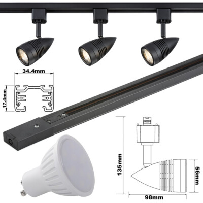 LED Track Light Rail Spotlight GU10 Tracking Fixture Spot Shop Display ...