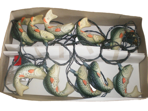 VTG Noma TROUT Fish 10pc Light String Indoor/Outdoor, 10' Long, WORKS ...