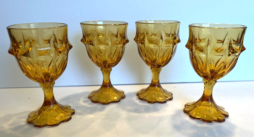 Fenton Vintage Victorian Amber Valencia Goblets Set of 4 1969-1971 | eBay