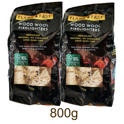 2 x 400g Flame Fast Wood Wool Fire Lighters Easy Light Barbecues | eBay UK
