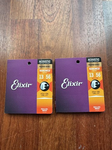 Elixir Nanoweb Phosphor Bronze Medium Acoustic Guitar Strings (13-56 ...