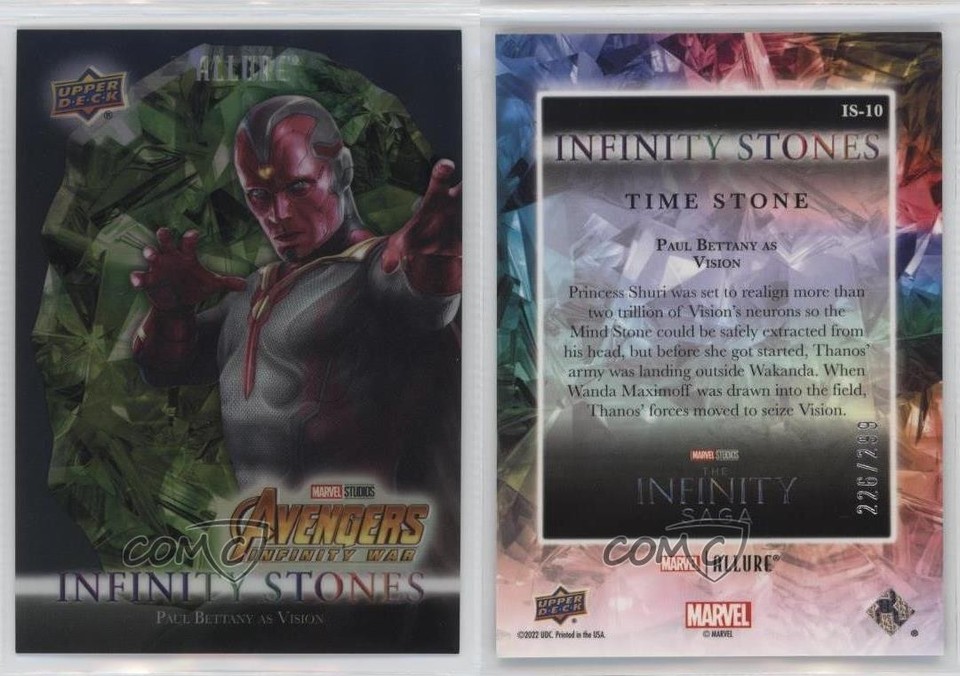 2022 Marvel Allure Infinity Stones Time Stone 226/299 as Vision Paul ...