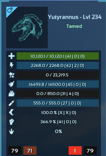 ARK Survival Ascended PvE PC/XBOX/PS5 High Stats Yutyrannus Deadpool ...