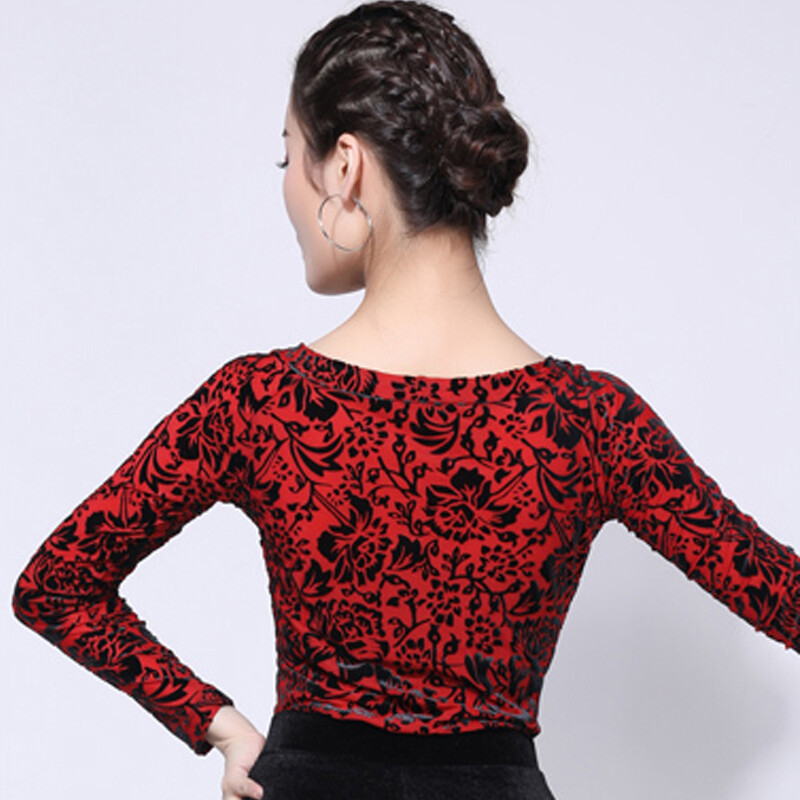 NEW Women Top for Latin salsa cha cha tango Ballroom Dance#G357 Wine ...