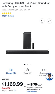 Samsung HW-Q900A 7.1.2-Channel Soundbar w/subwoofer - Black ( HW-Q900A ...
