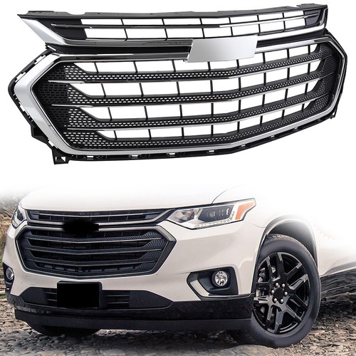 Front Bumper Grille Upper Chrome Grill Black For Chevy Traverse 2018 19 ...