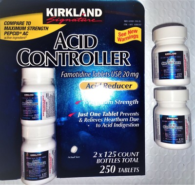 Kirkland Acid Controller Famotidine 20 mg, Lot of 1, 2, 4 ( 125 Tablets ...