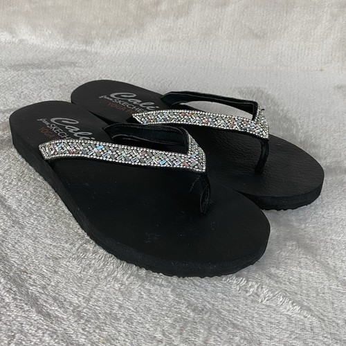 Skechers Cali Meditation Womens Flip Flop Sandals Size 8 Black Yoga ...