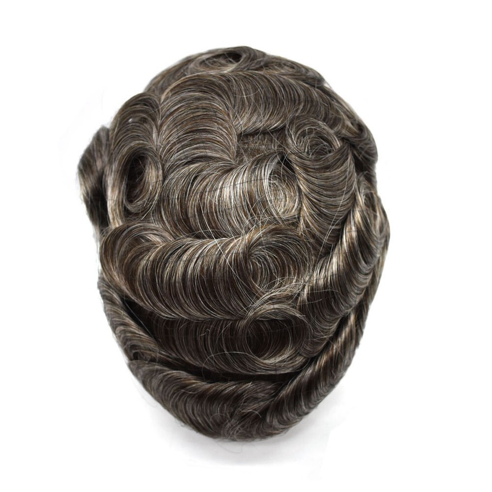 Mens Toupee Human Hair Replacement Full Poly Skin Injected PU System ...