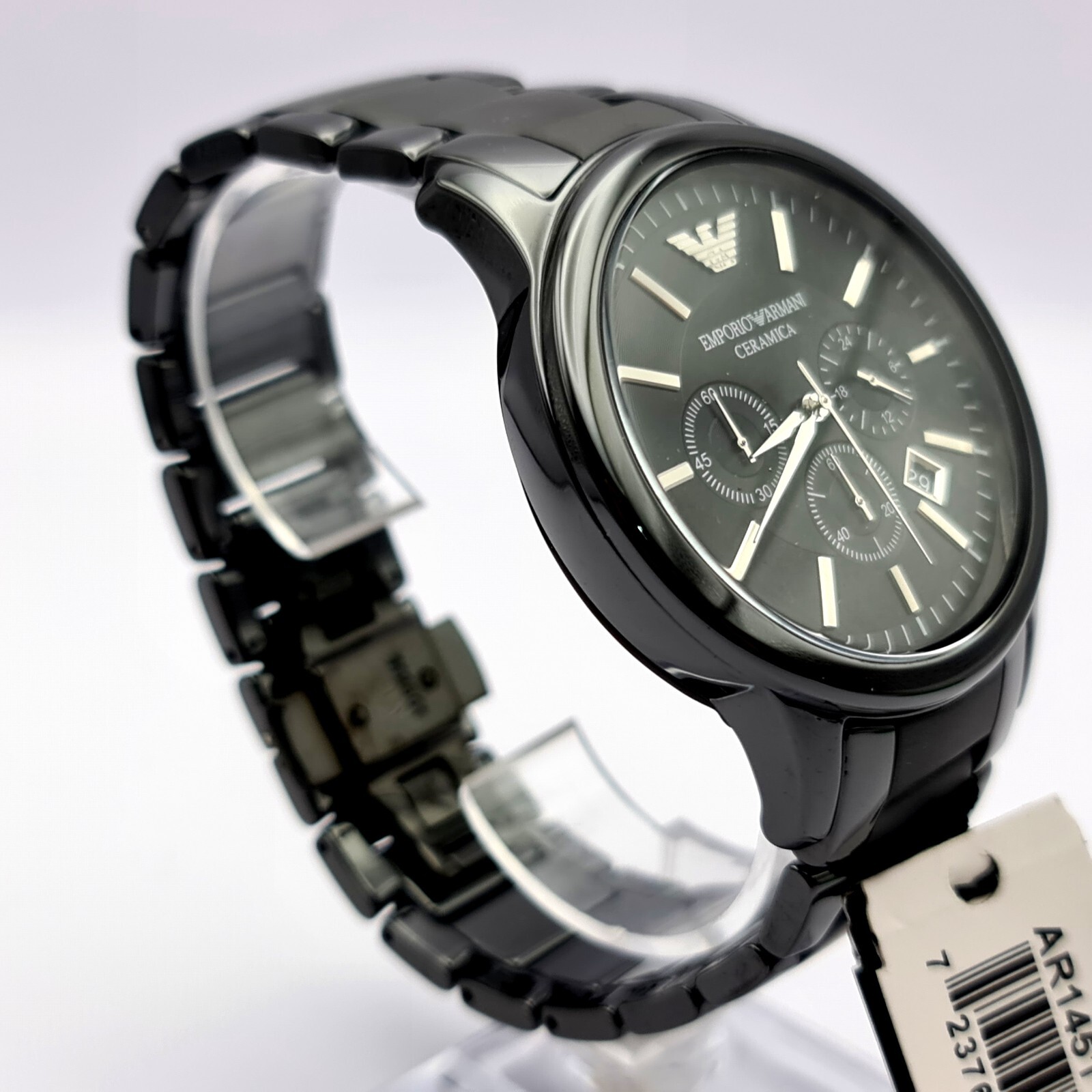 BRAND NEW EMPORIO ARMANI AR1451 LUXURY BLACK DIAL CERAMIC MENS WATCH ...
